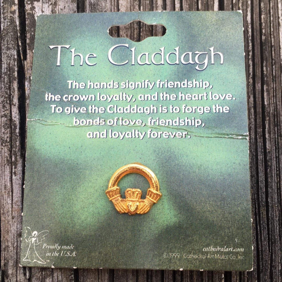 The Claddagh Hands Lapel Pin, Friendship, Loyalty, Love, Gold Tone ...