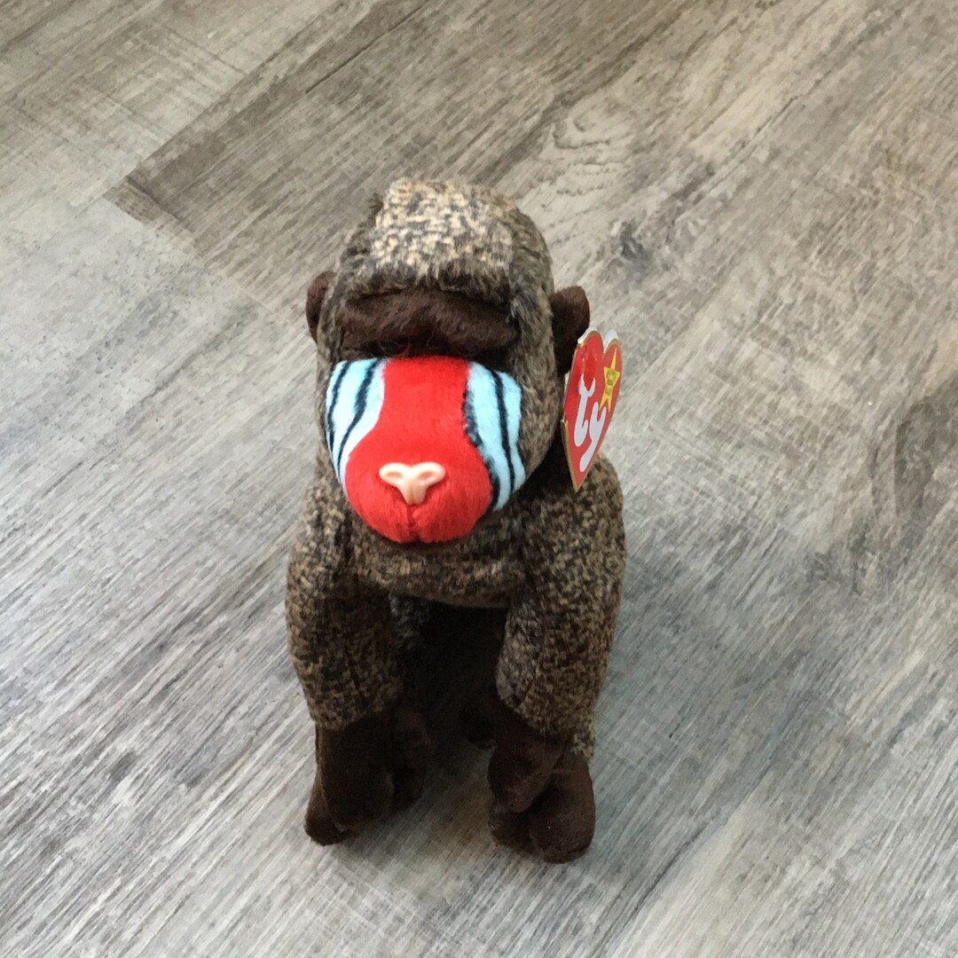 Ty Beanie Baby Baboon cheeks Beanie Original Baby, 1999 With Attached ...