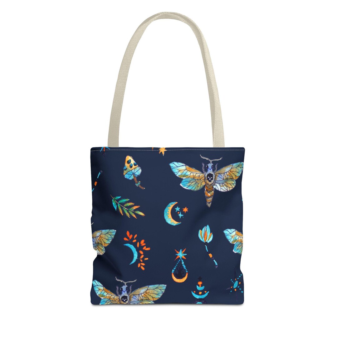 Mystical Moth Tote Bag, Night Sky Bag, Boho Chic Purse, Eco-friendly ...