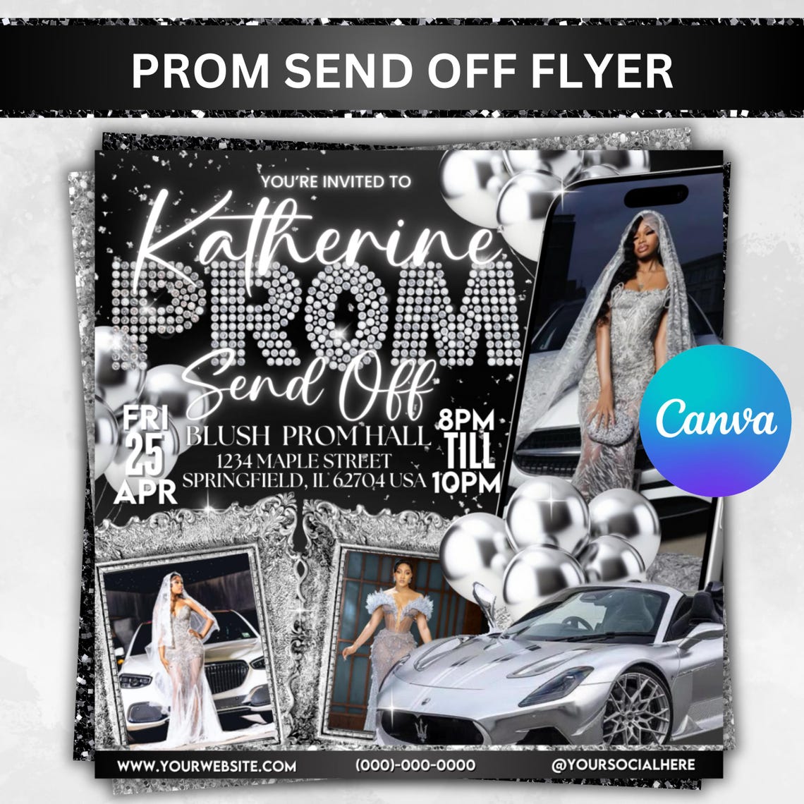 Prom Send off Flyer, DIY Prom Flyer, Prom Canva Template, Prom Send Off ...