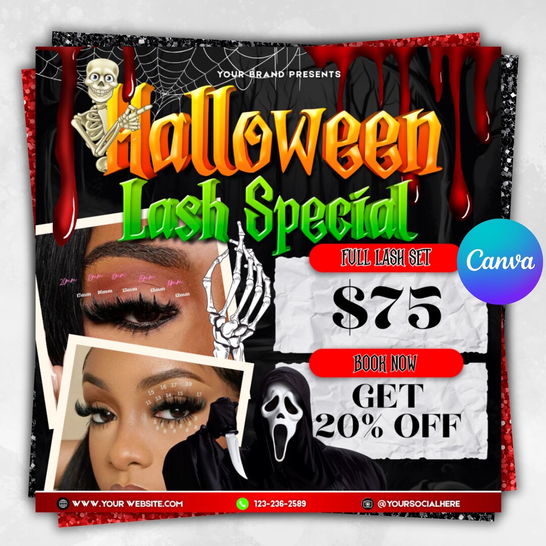 Halloween Lash Special Flyer, Lash Extensions Flyer, Lash Deals Flyer ...