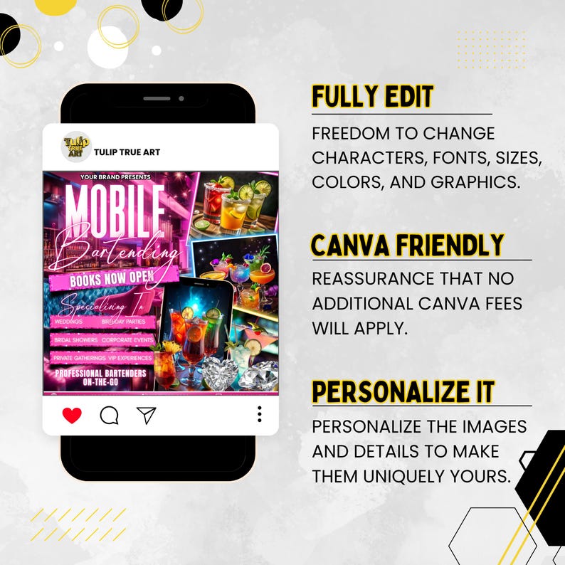 Mobile Bartending Flyer: Editable Event & Corporate Party Template ...