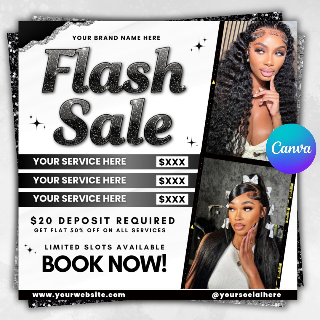 Flash Sale Editable Canva Flyer| Lash Tech, Nail Tech, Salon Owner ...