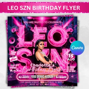 Leo Birthday Party Flyer: Canva Editable Template (digital Download - Etsy