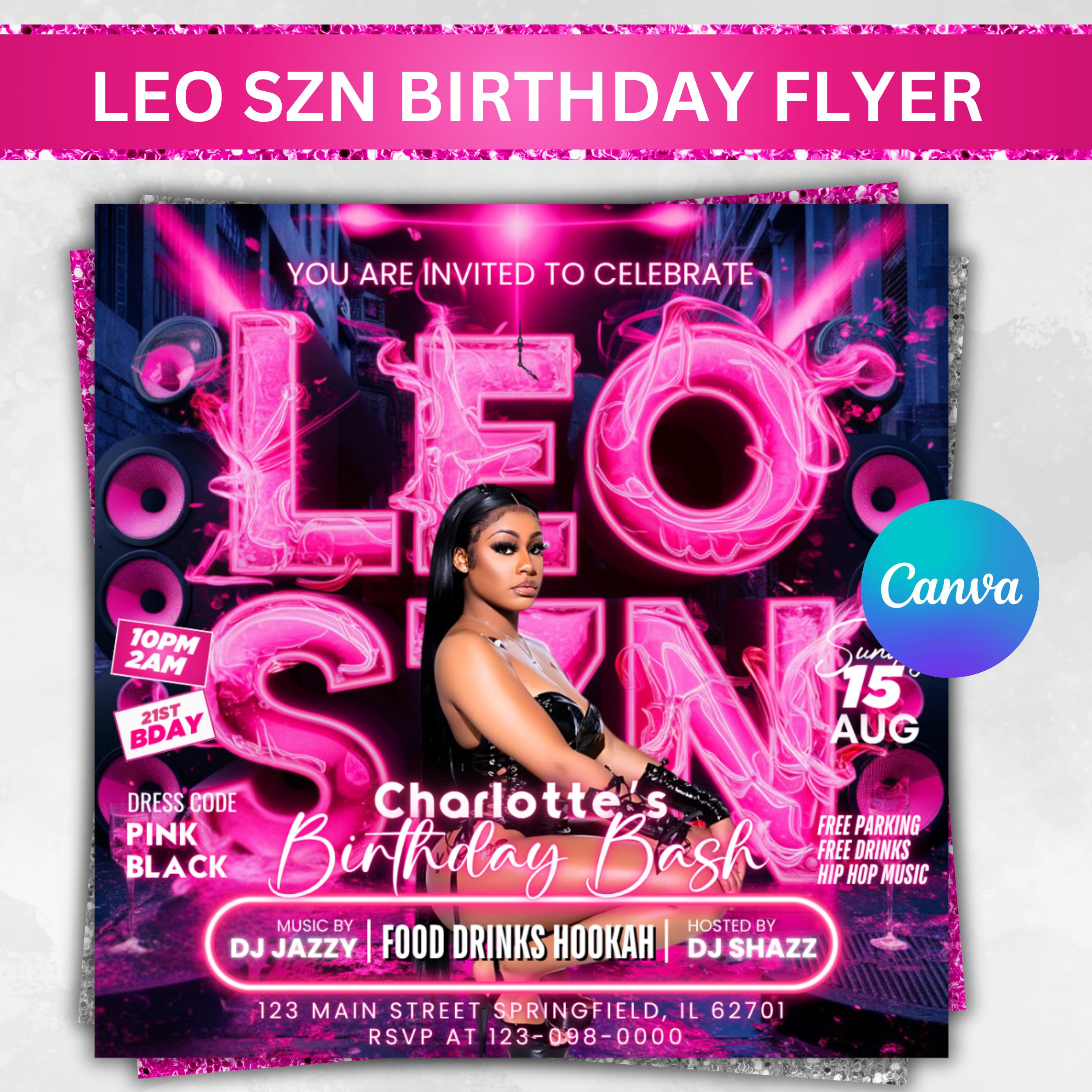 Leo Birthday Party Flyer: Canva Editable Template (digital Download - Etsy