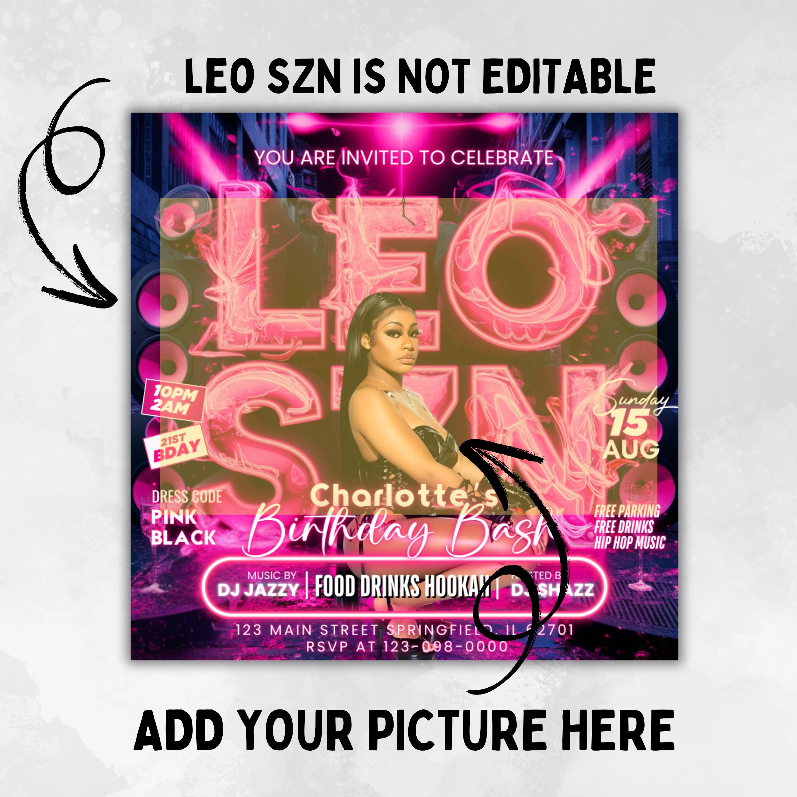 Leo Birthday Party Flyer: Canva Editable Template (digital Download - Etsy