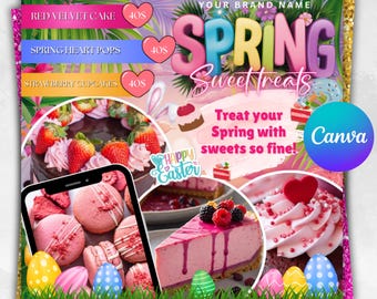 Spring Bake Sale Flyer, Bakery Flyer, Spring Sweet Treats Flyer, Spring ...