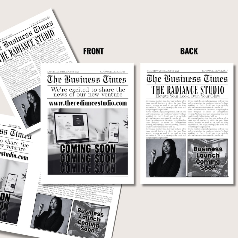 Editable Business Newspaper Template: Grand Opening, Photoshoot ...