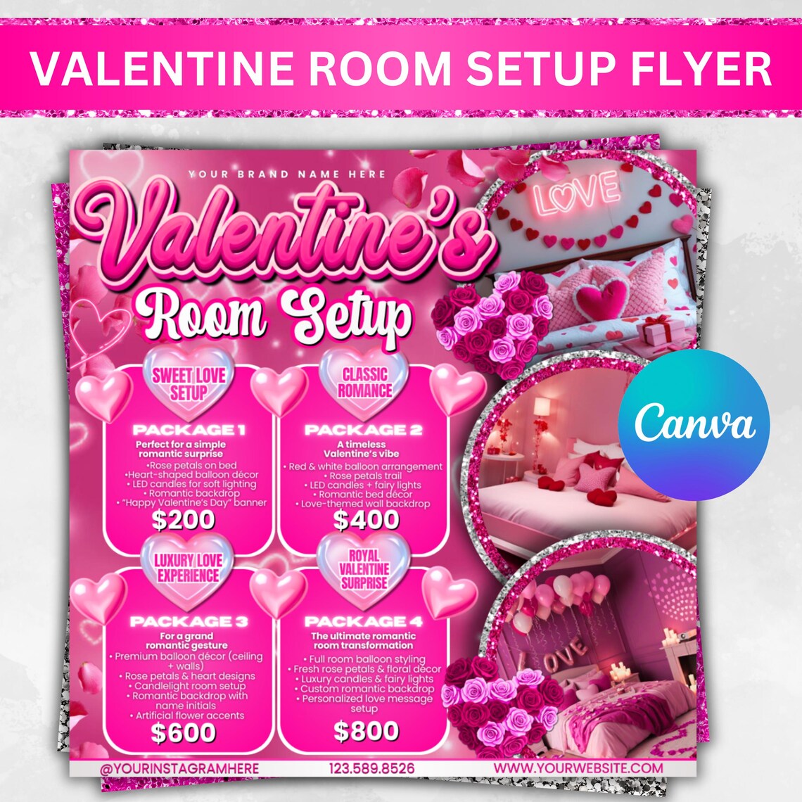 Room Setup Valentines Booking Flyer, Valentine Room Setup Flyer ...