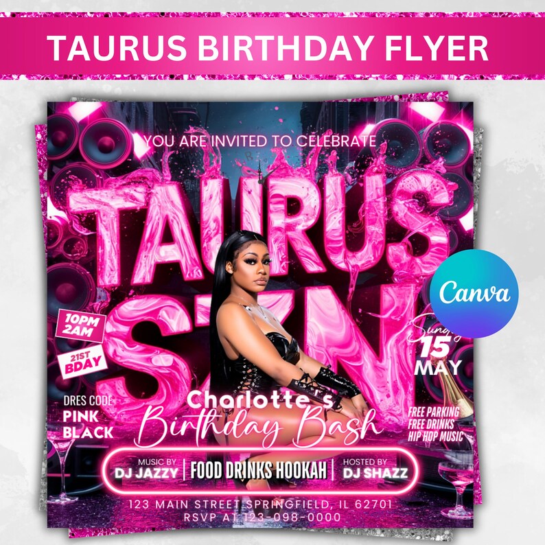 Taurus Season Party Flyer, Birthday Szn Flyer, Taurus Invitation Flyer ...