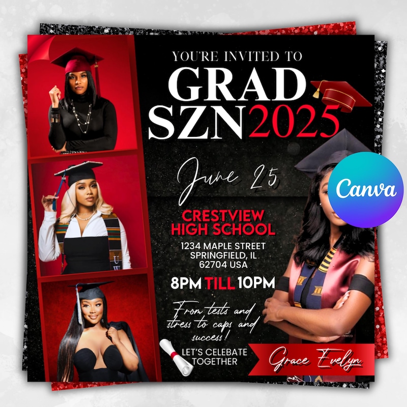 Canva Graduation Invitation - Etsy