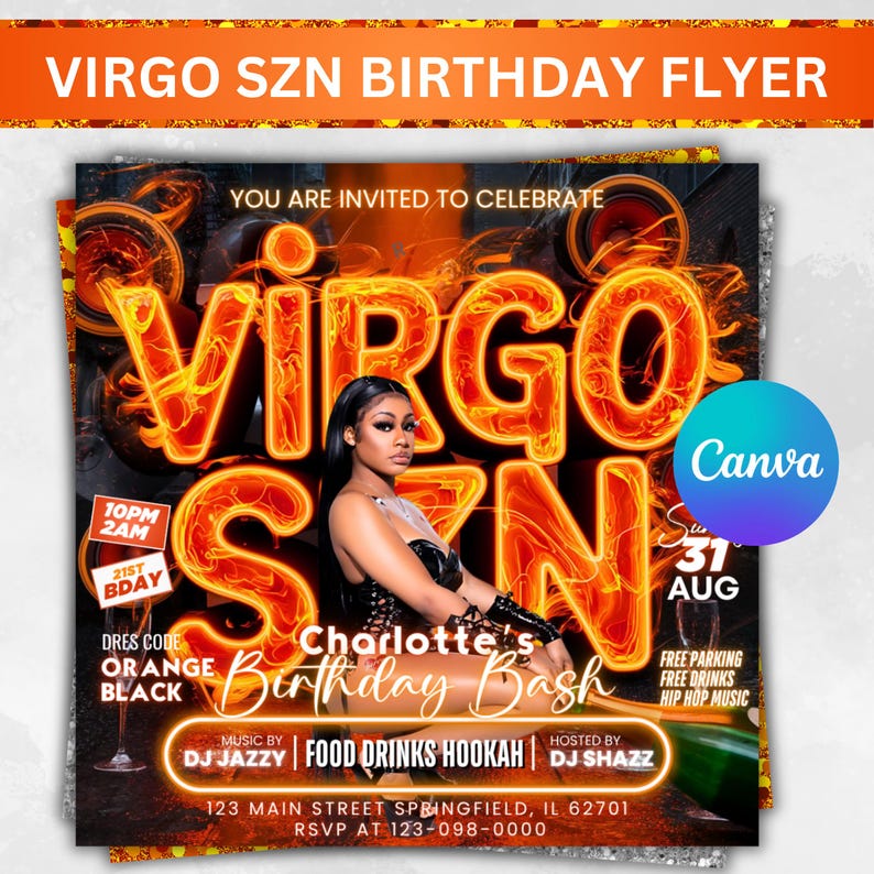Virgo Birthday Flyer, Birthday Girl, Happy Birthday Flyer, Virgo Season ...