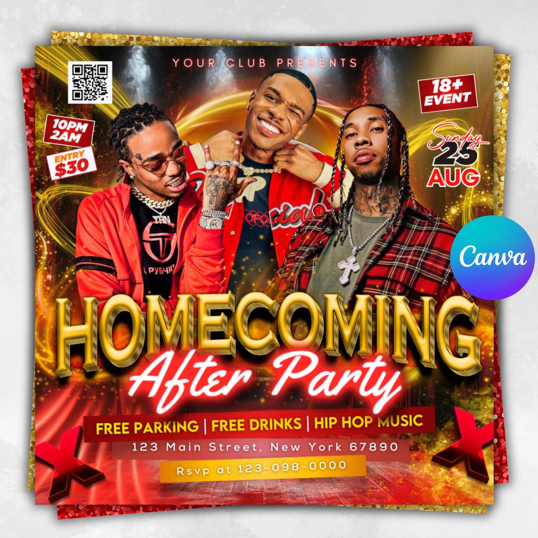 Homecoming After Party Flyer| College School After Party| College, High ...