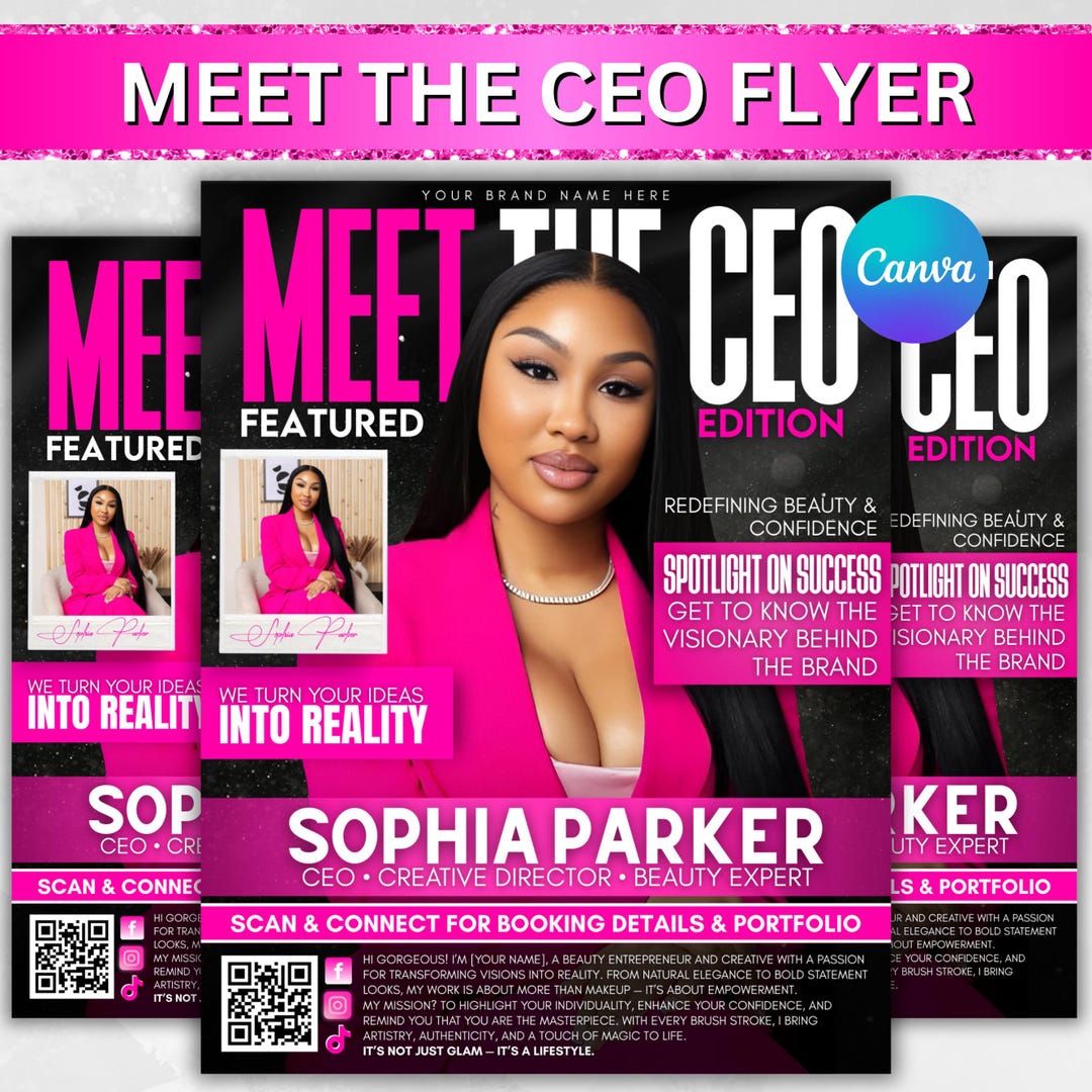 Meet the CEO Flyer Template: DIY Boss Babe Event Design (8.5x11in Canva ...