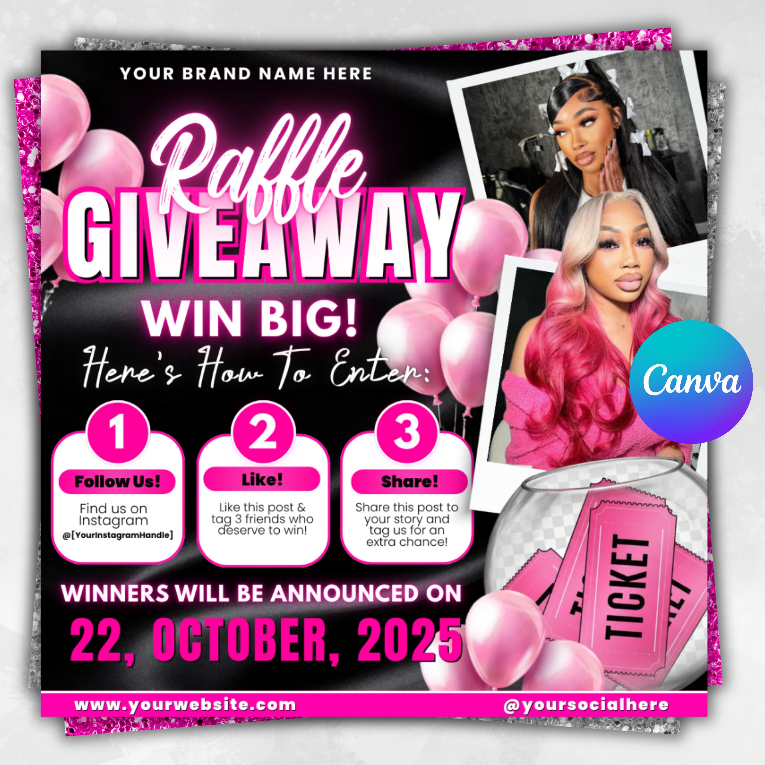 Raffle Giveaway Flyer, Prize Flyer, Raffle Ticket Flyer, Contest Flyer ...