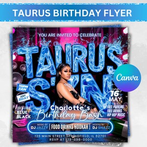 Taurus Season Party Flyer, Birthday Szn Flyer, Taurus Invitation Flyer ...
