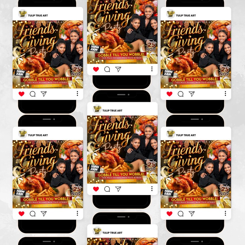 Friendsgiving Flyer Template | Canva Editable | Thanksgiving Party ...