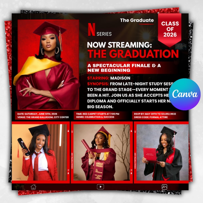 Class of 2026 Graduation Invitation Template, Editable Graduation ...