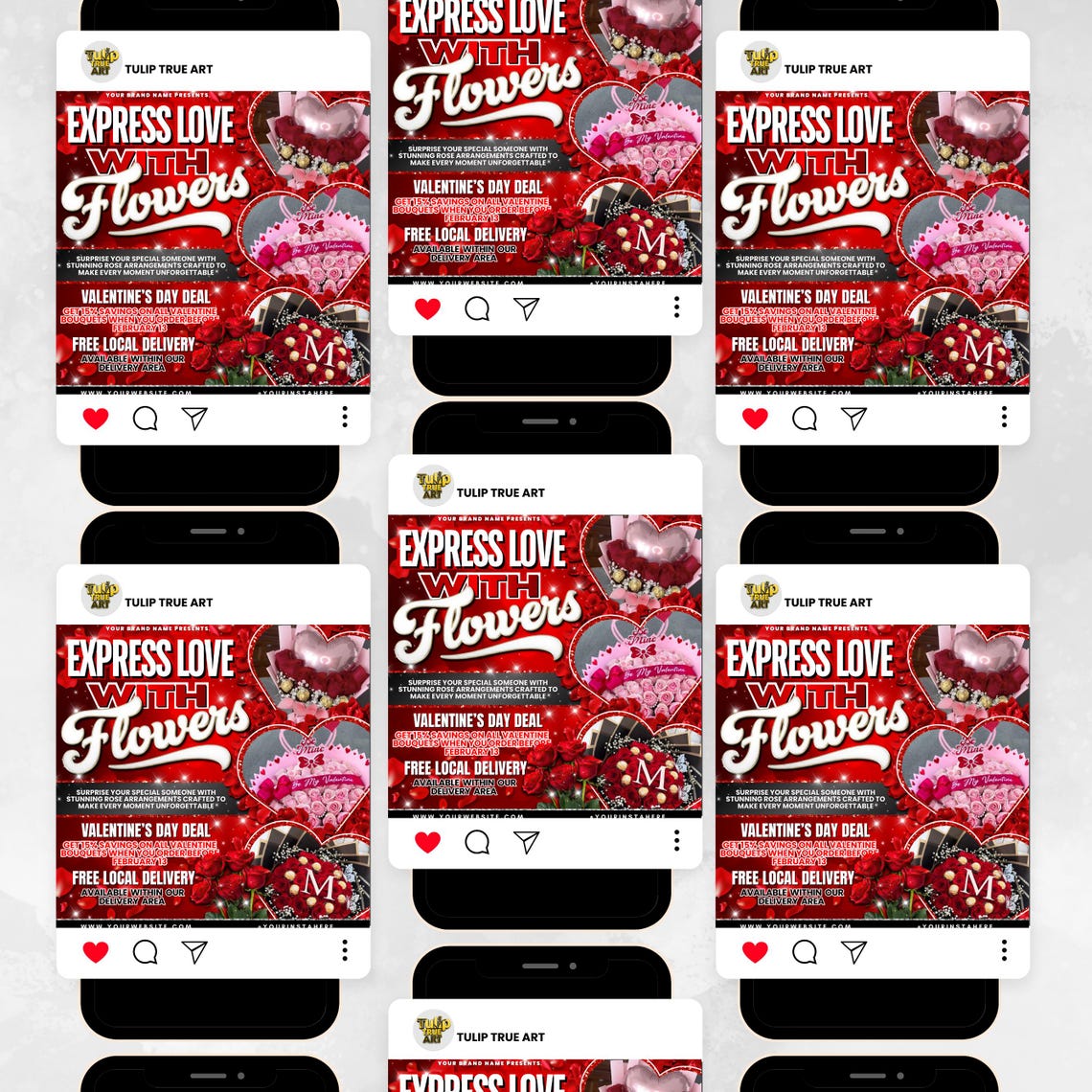 Valentine’s Day Flower Sale Flyer Template, Flower Bouquet Bookings ...