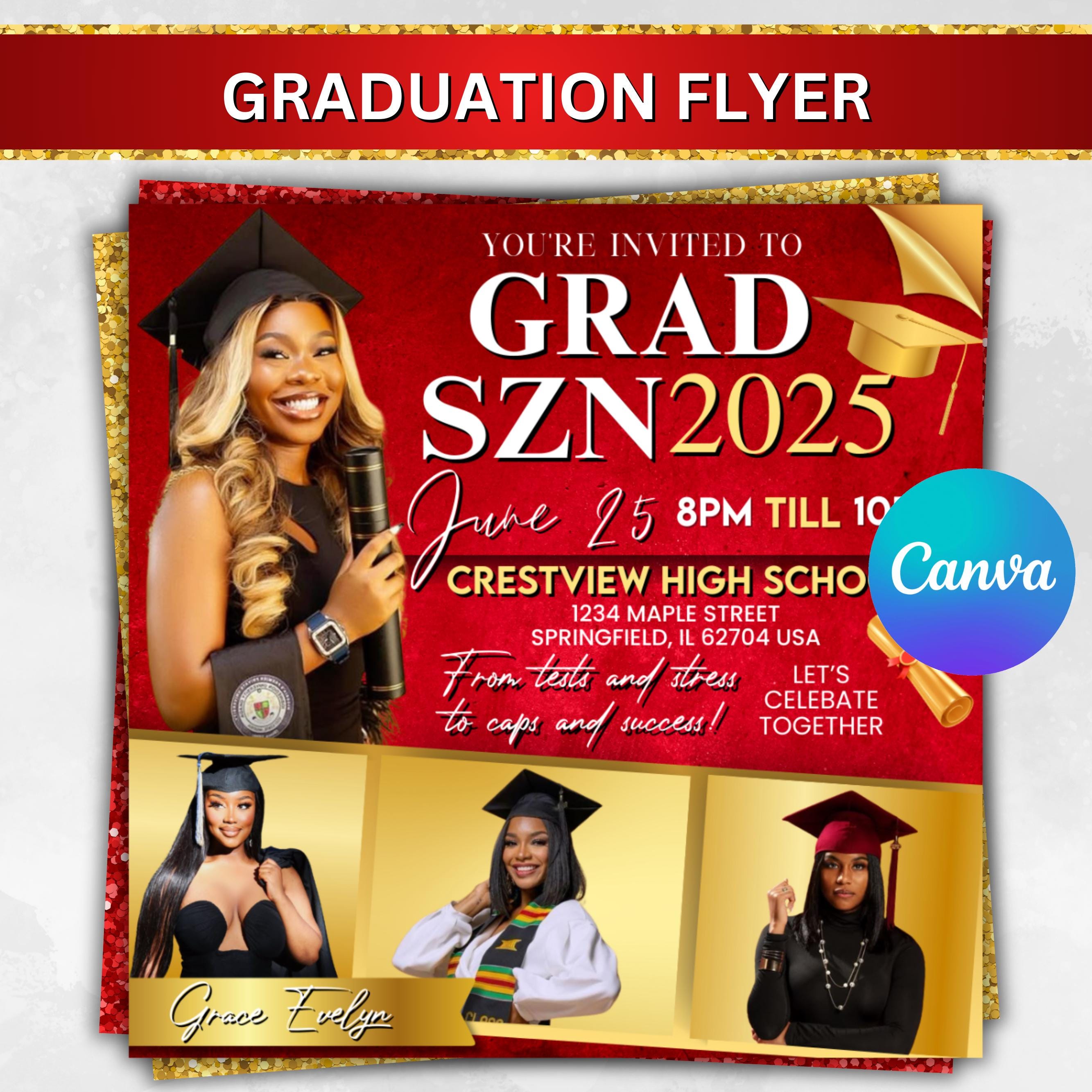 Graduate Flyer, Graduation Party Flyer, Graduation Invitation, College ...