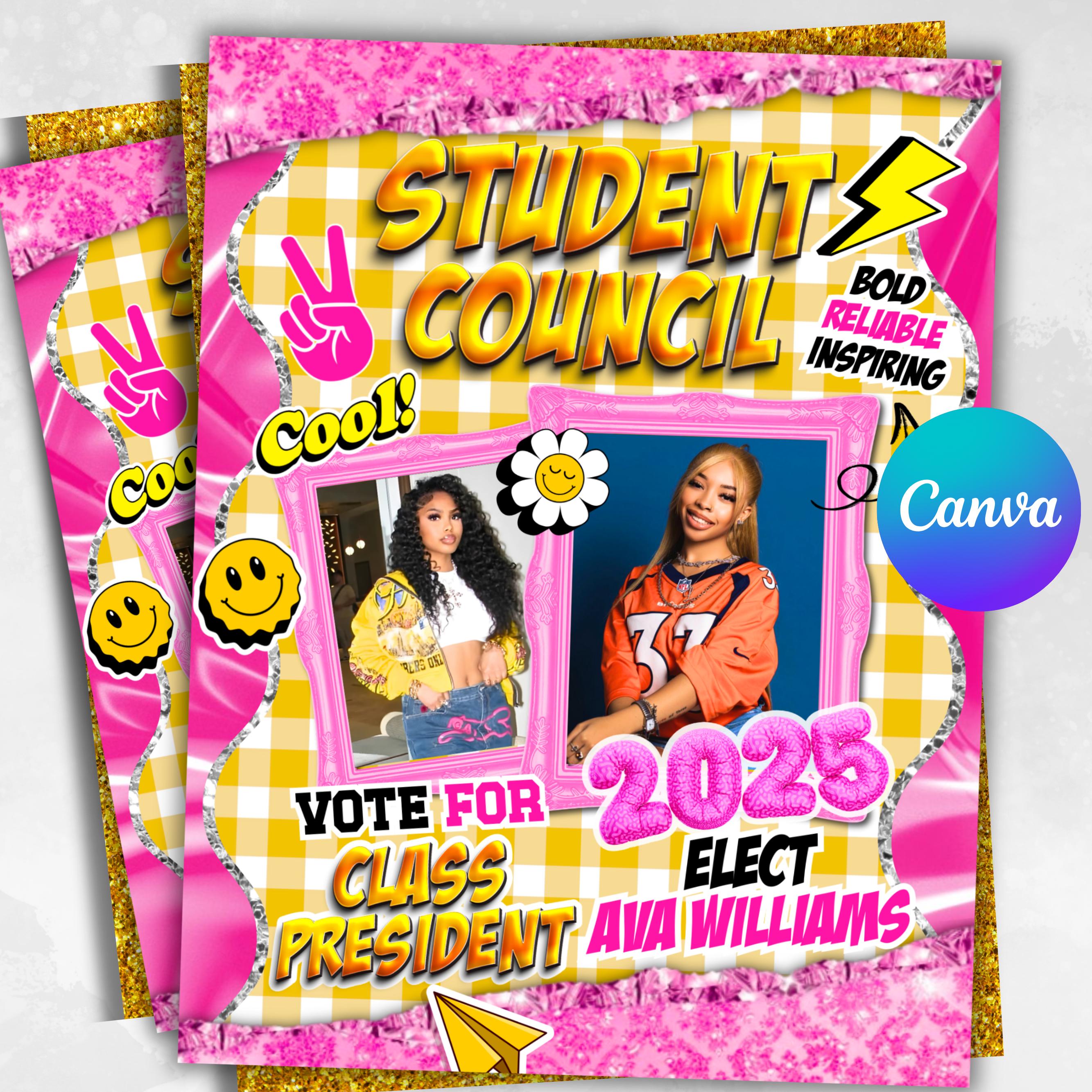 Student Council Campaign Flyer Template: Editable School Election ...