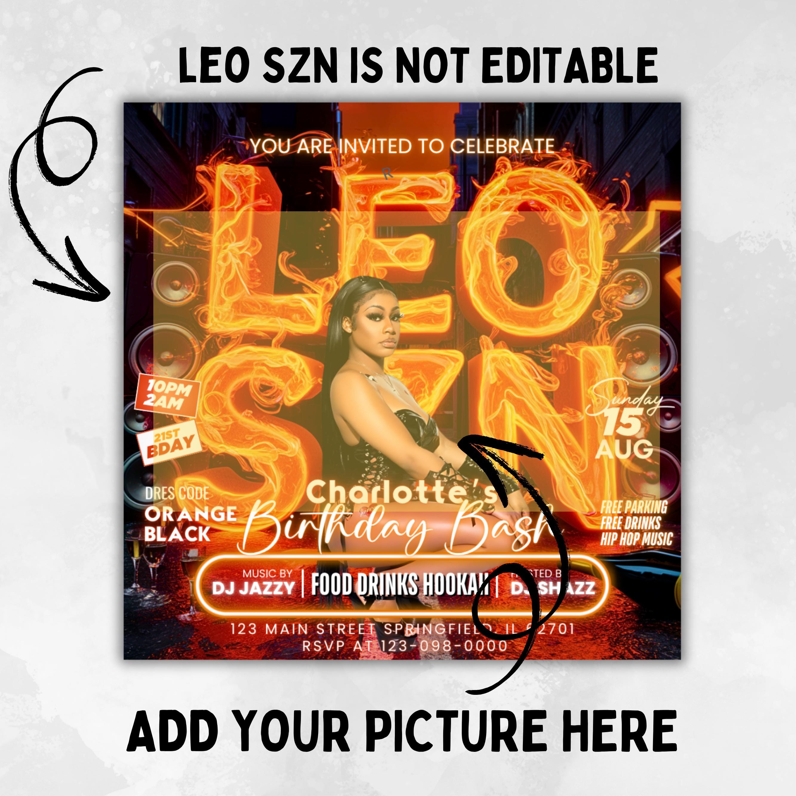Leo Season Birthday Flyer, Leo Birthday Flyer, Birthday Girl Flyer ...