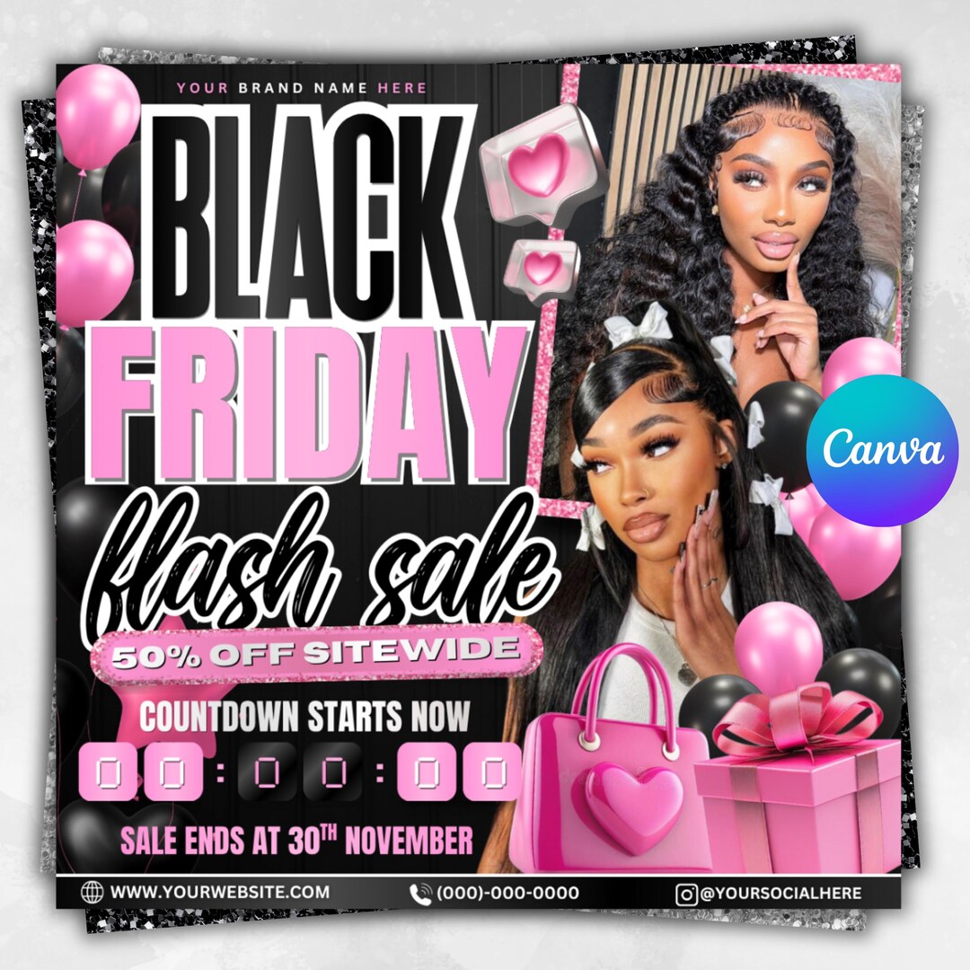 Black Friday Flyer, Pink Friday Flyer, Black Friday Sale Flyer, Cyber ...