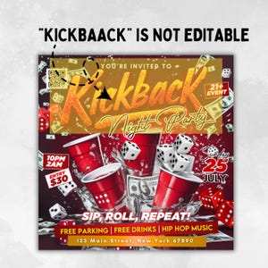 Editable Kickback Party Flyer: Club DJ Invite (1080x1080 Px Canva ...