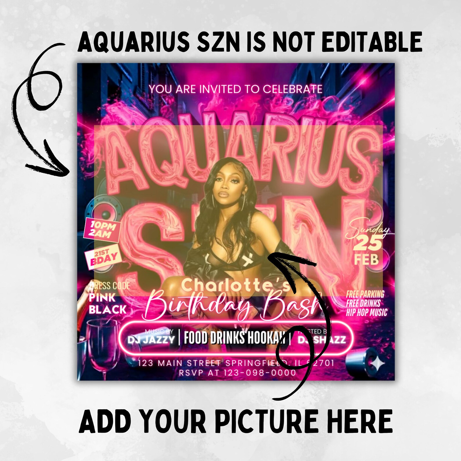 Aquarius Birthday Flyer, Aquarius Bash Flyer, Birthday Flyer, Birthday ...
