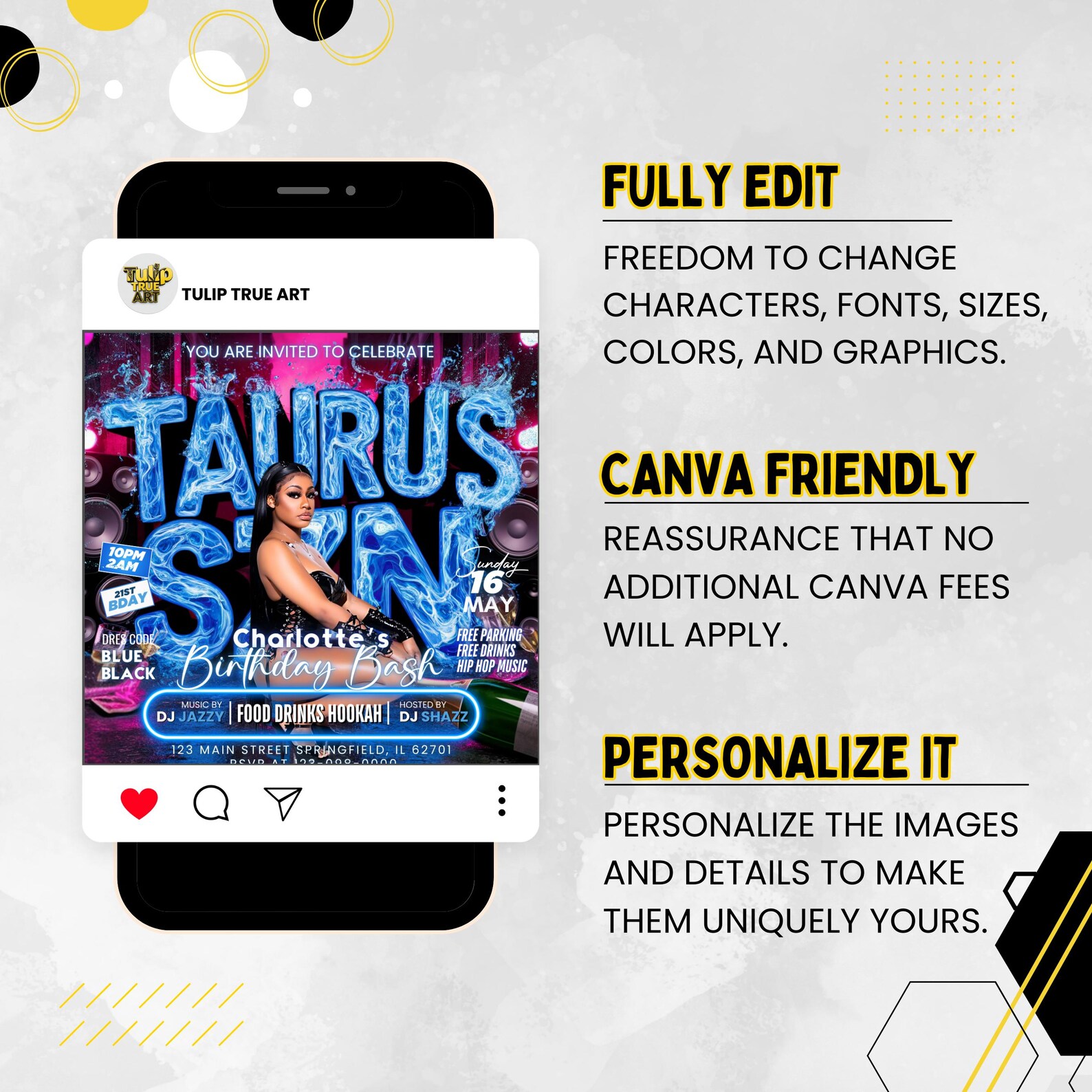 Taurus Season Party Flyer, Birthday Szn Flyer, Taurus Invitation Flyer ...