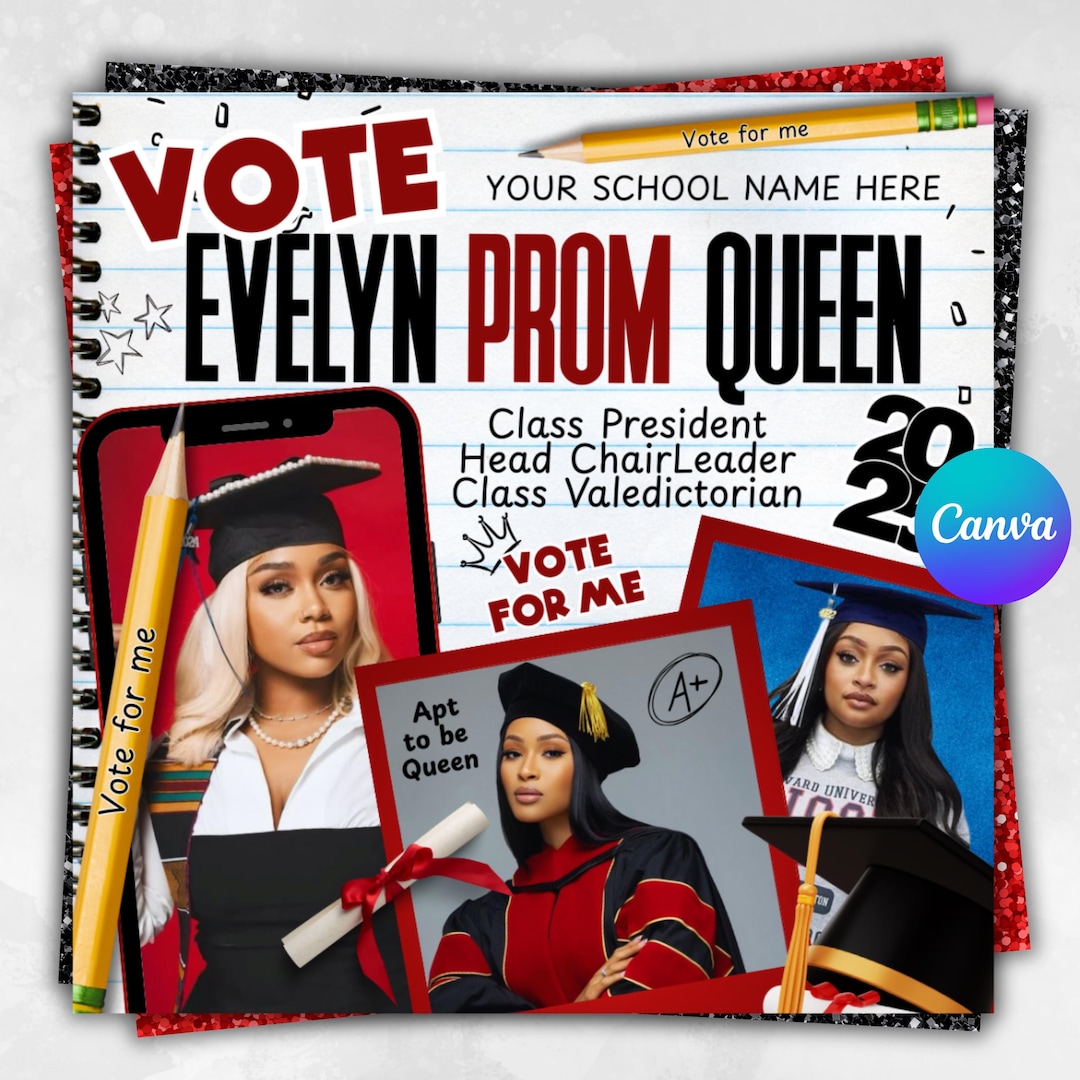 Vote Prom Queen Flyer, Homecoming Flyer, Prom Flyer, Canva Template ...
