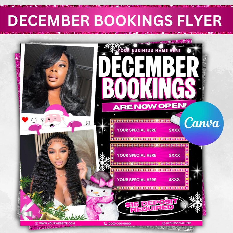 December Bookings Flyer, Calendar Appointment Flyer, Book Now Flyer ...
