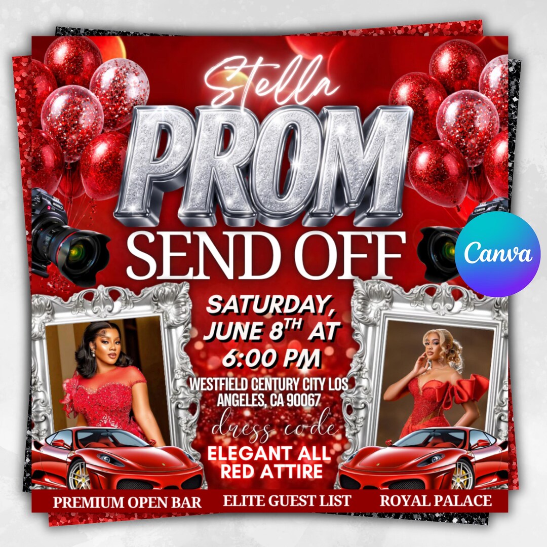 Prom Send off Flyer, DIY Prom Flyer, Prom Canva Template, Prom Send Off ...