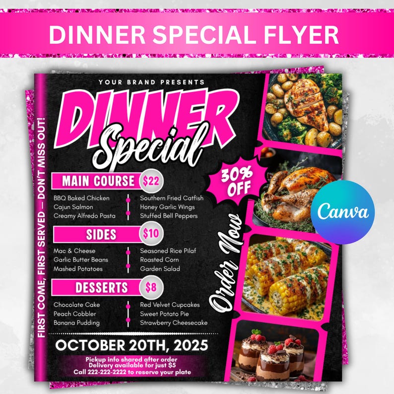 Dinner Sale Flyer, Sunday Deal Special Flyer Restaurant Food Menu ...