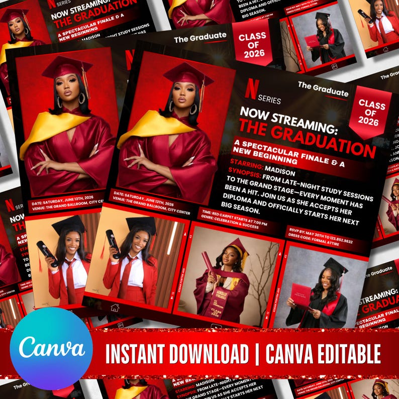 Class of 2026 Graduation Invitation Template, Editable Graduation ...