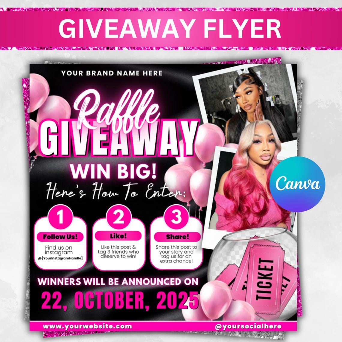 Raffle Giveaway Flyer, Prize Flyer, Raffle Ticket Flyer, Contest Flyer ...