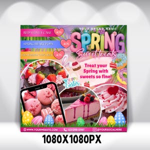 Spring Sweet Treats Flyer, Bakery Flyer, Spring Bake Sale Flyer, Spring ...