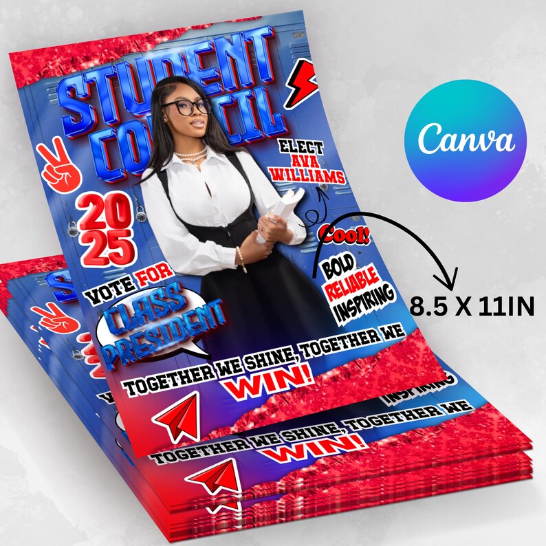 Editable Student Council Campaign Flyer: School Election Poster (canva ...