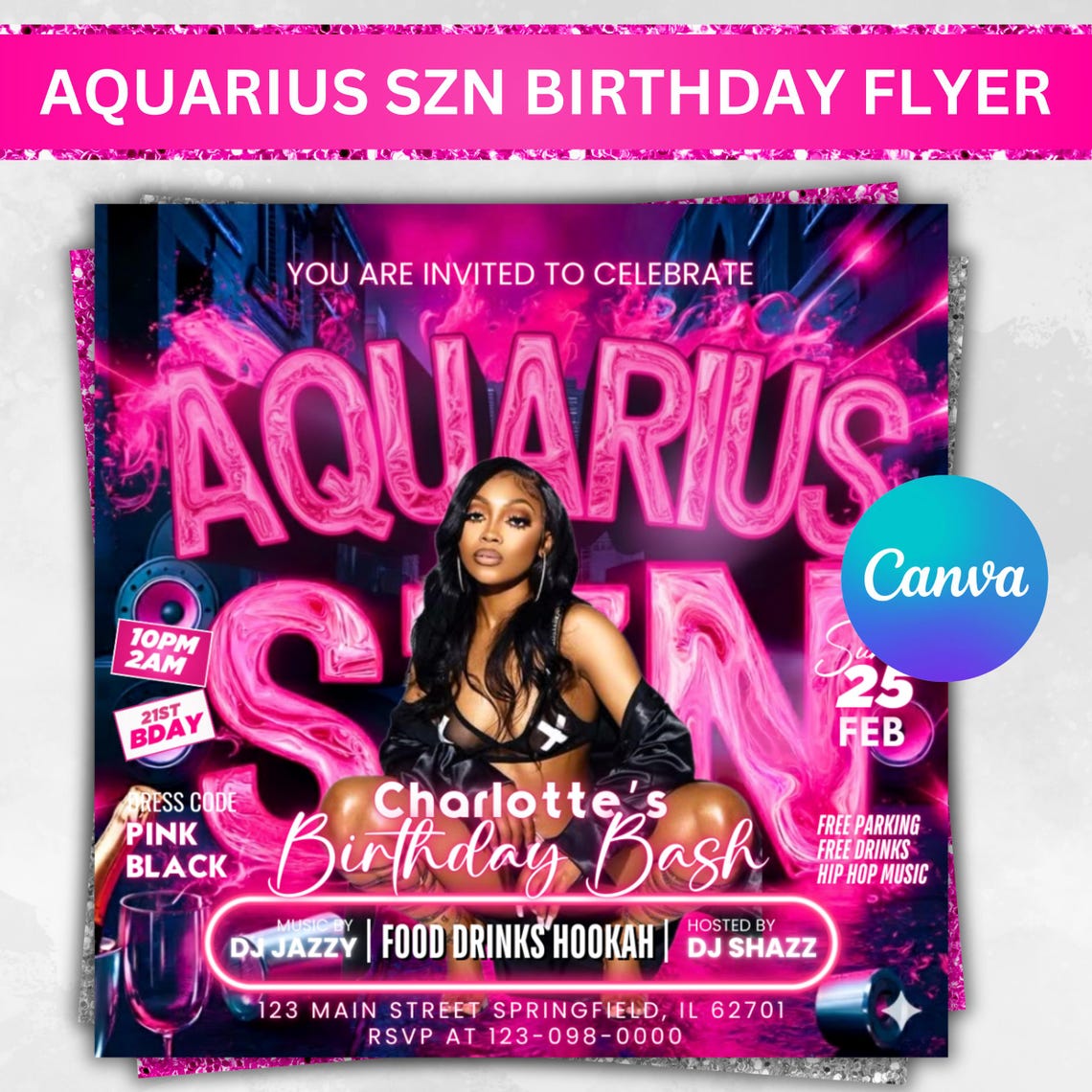 Aquarius Birthday Flyer, Aquarius Bash Flyer, Birthday Flyer, Birthday ...