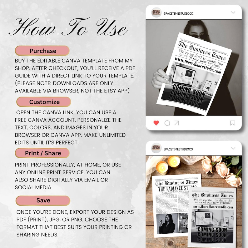 Editable Business Newspaper Template: Grand Opening, Photoshoot ...