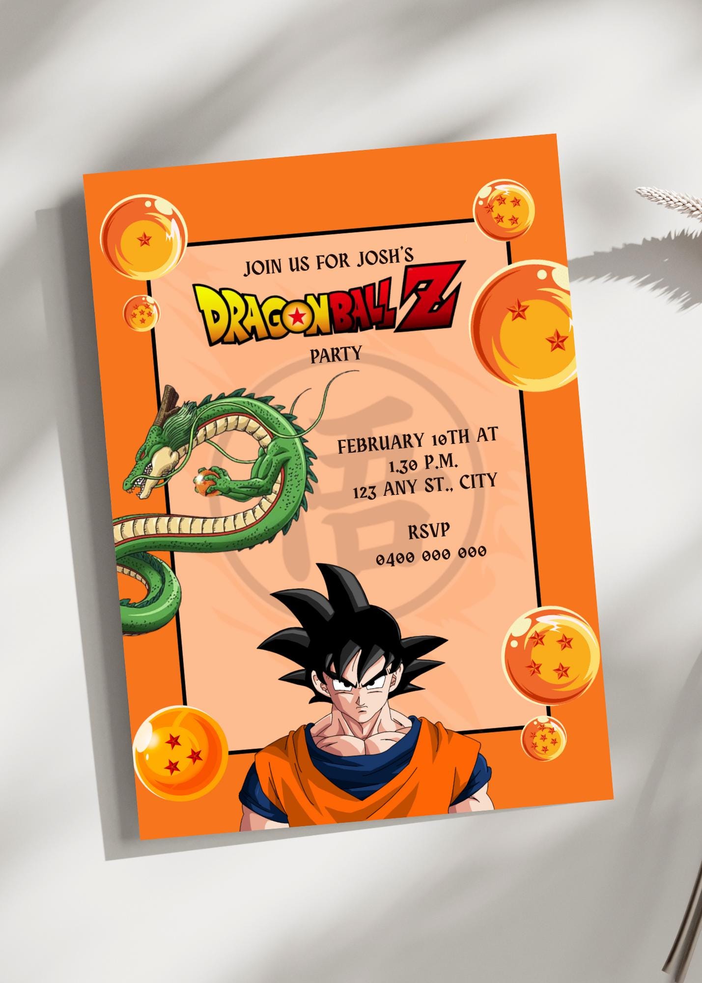 Dragon Ball Z Goku Kids Editable Birthday Invitation - Etsy