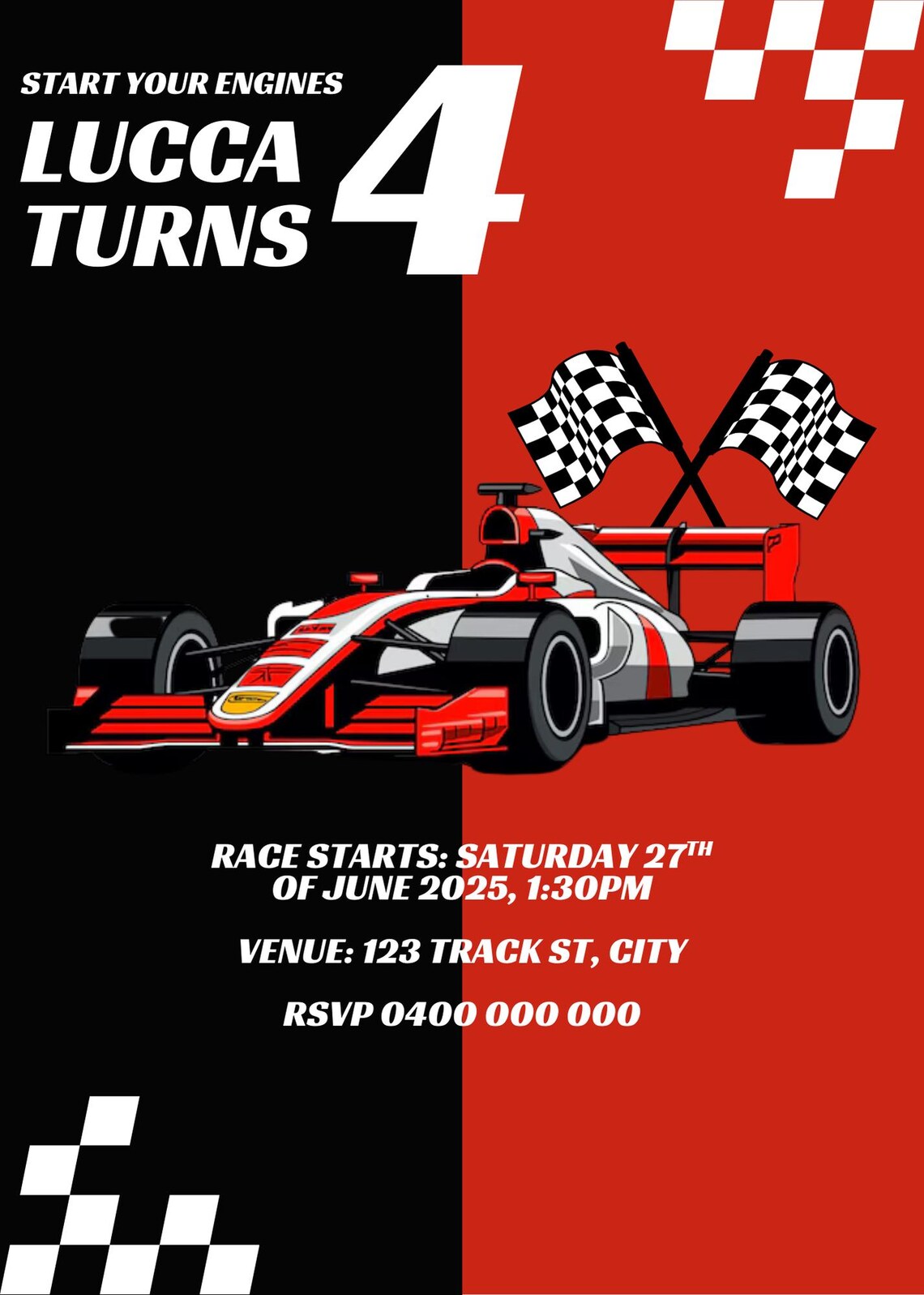 F1 Racing Kids Themed Editable Birthday Invitation - Etsy
