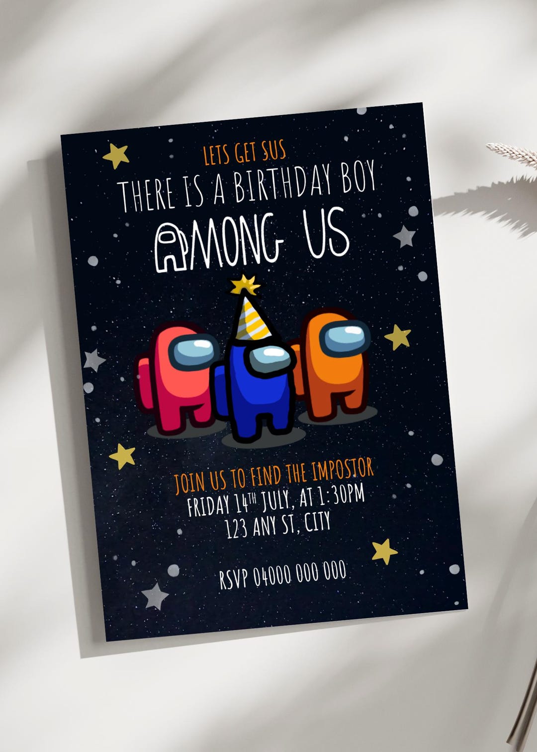 Among Us Space Themed Kids Editable Birthday Invitation - Etsy