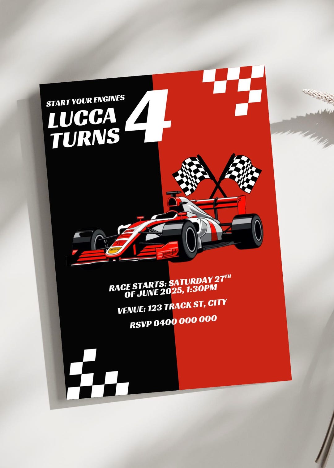 F1 Racing Kids Themed Editable Birthday Invitation - Etsy