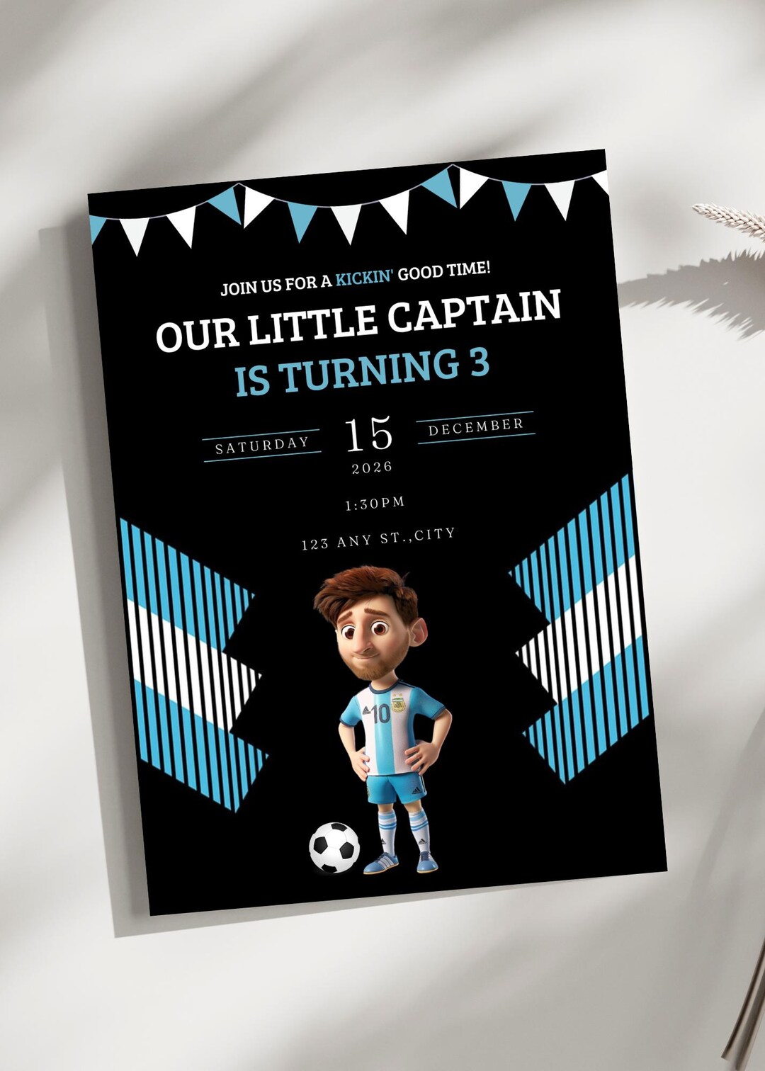 Messi Soccer Birthday Invitation – Editable Digital Template - Etsy