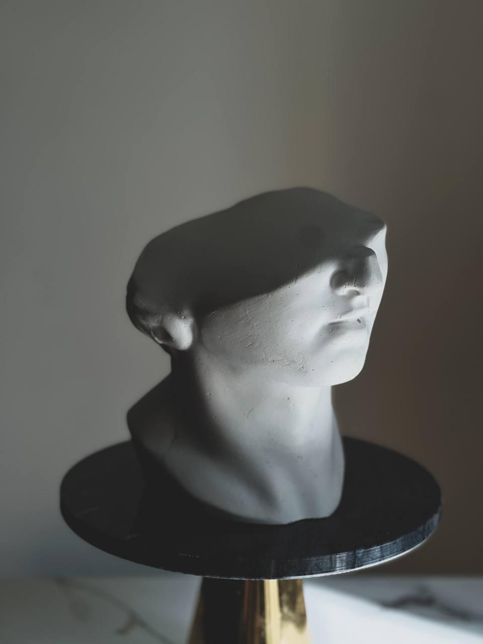 Half Face David Statue – 3D Gypsum Sculpture, Handmade Modern Plaster ...