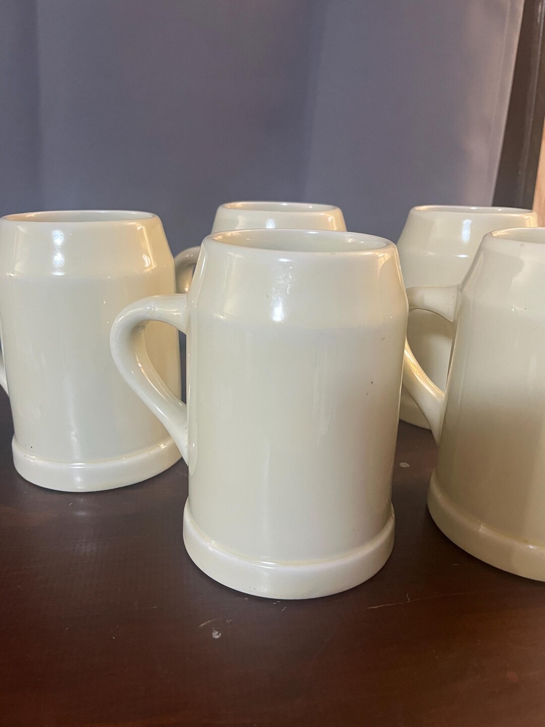 Vintage Hall Pastel Yellow Green Pottery Beer Mugs: 1940s-50s ...