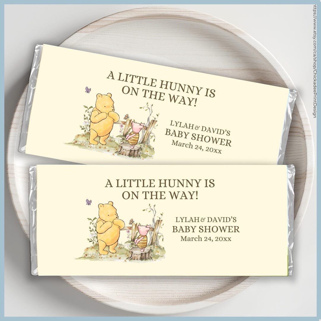 Classic Winnie the Pooh Baby Shower Chocolate Bar Wrapper Label ...