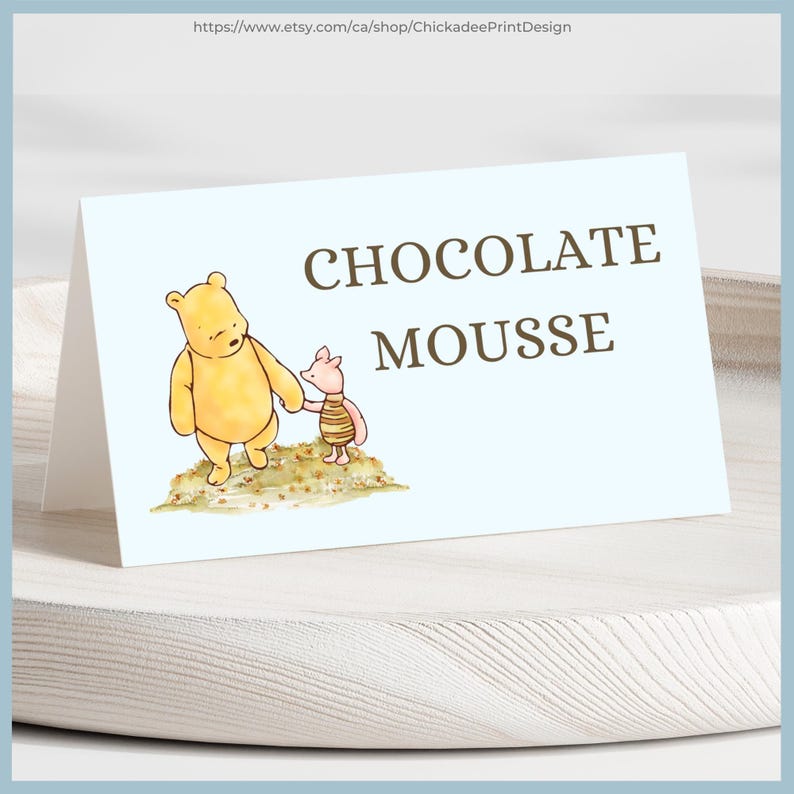 Blue Classic Winnie the Pooh Baby Shower Buffet Food Label Printable ...