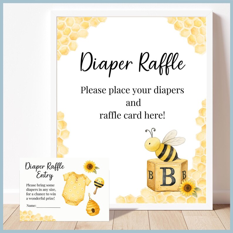 A Little Honey is on the Way Bee Theme Baby Shower Diaper Raffle Game ...